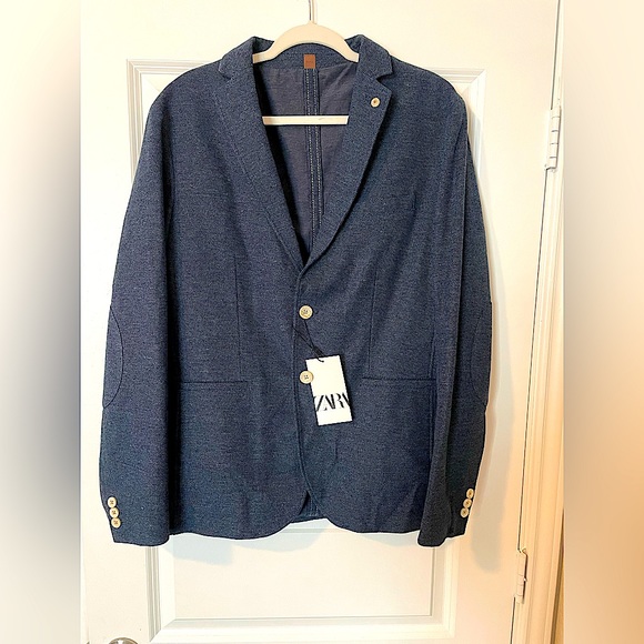 Zara | Suits & Blazers | Zara Mens Navy Pique Blazer Size 42 | Poshmark